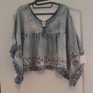 Magnolia Pearl | Tops | New Magnolia Pearl Kima Buffalo Denim Crop Top ...